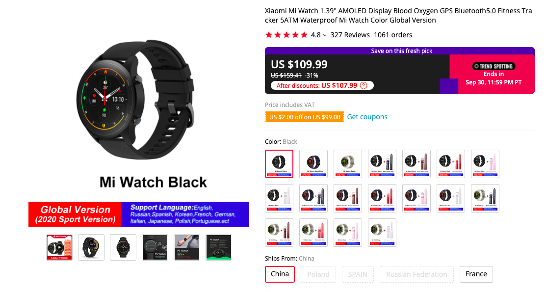 Deal: Get Xiaomi Mi Watch Global Version for $108 - Gizmochina