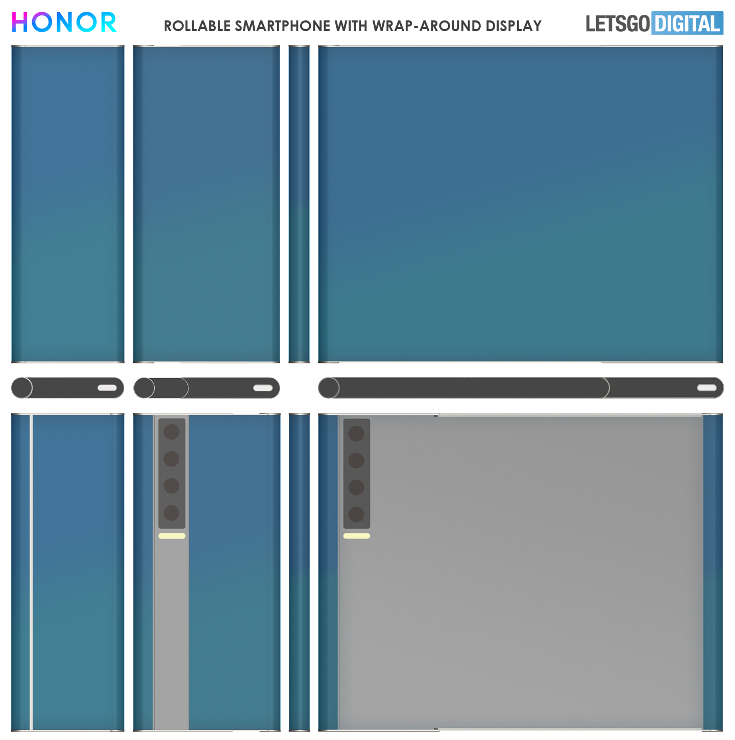 Honor patents rollable smartphone with a wrap-around display - Gizmochina