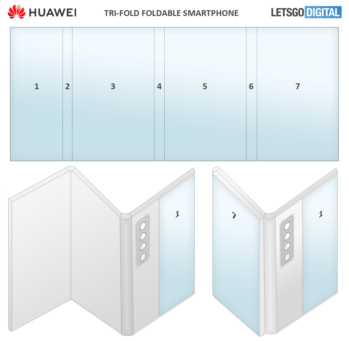 Huawei foldable Mate smartphone with tri-fold display under works