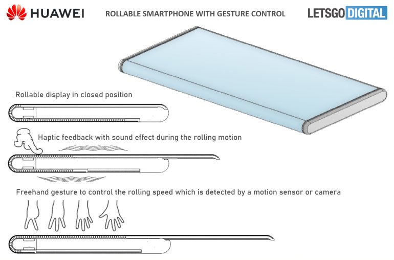 Huawei patents smartphone with rollable display and air gesture ...