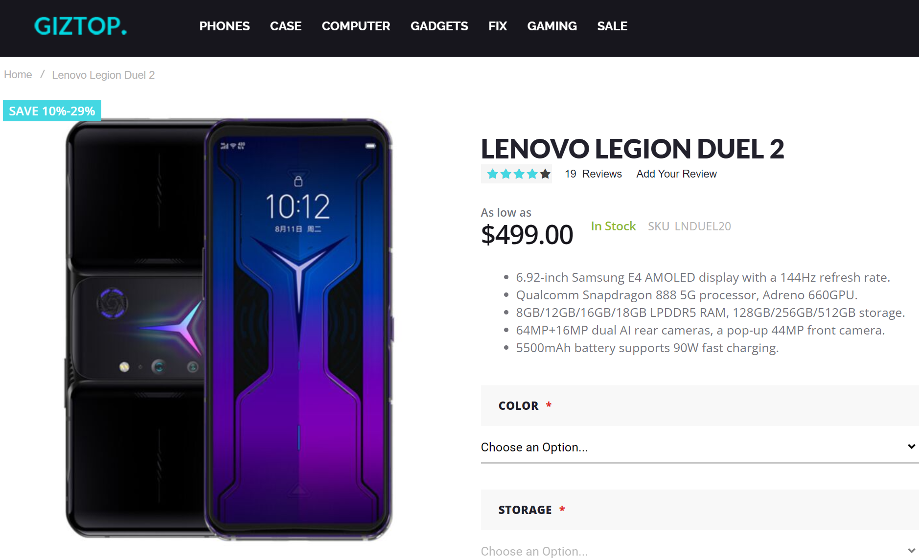 Grab Lenovo Legion Duel 2 Gaming Phone at $499 from Giztop - Gizmochina