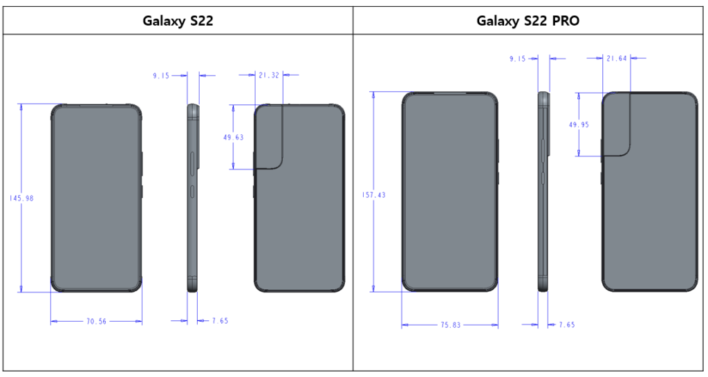 Samsung Galaxy S22 series design revealed in new schematics - Gizmochina