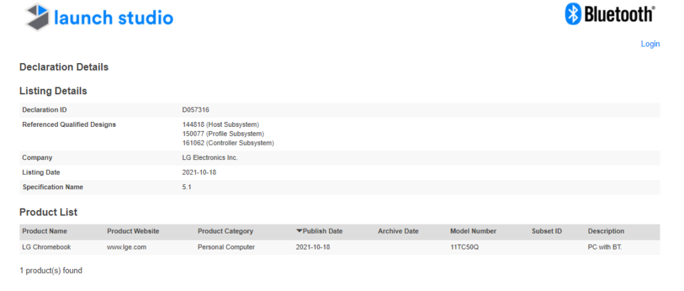 LG Chromebook gets certified by Bluetooth SIG - Gizmochina