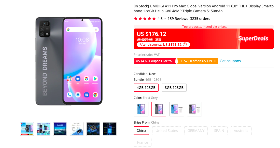 Deal: Buy UMIDIGI A11 Pro Max Smartphone for $171 at AliExpress ...