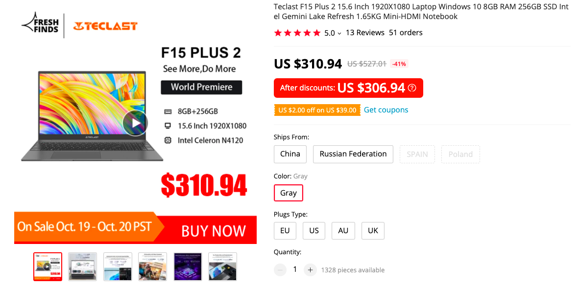 Deal: Buy Teclast F15 Plus 2 Laptop for $307 (Retail Price $380 ...