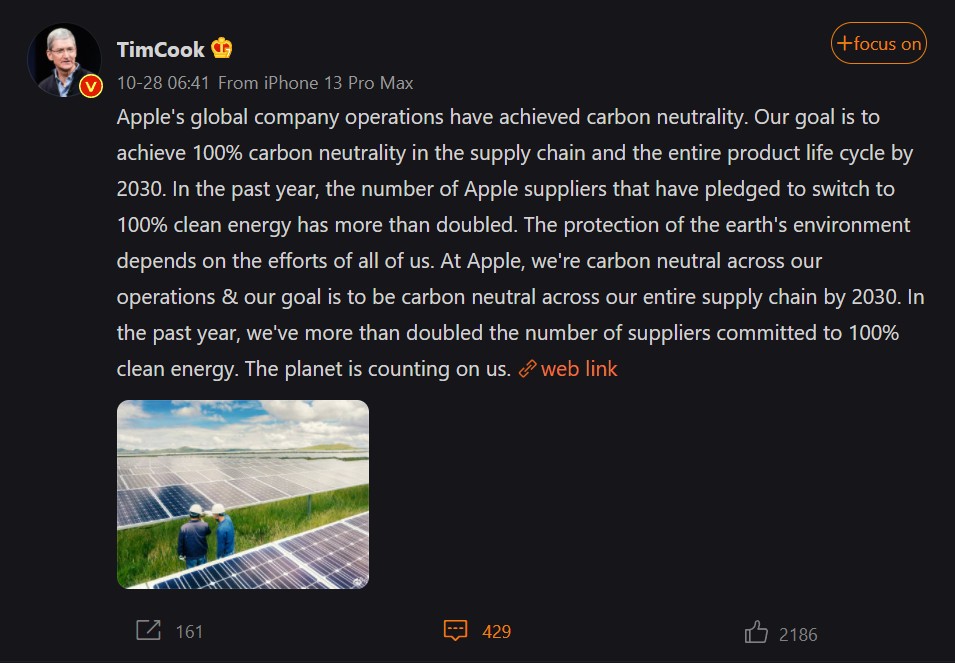 Apple suppliers using clean energy have doubled in just a year