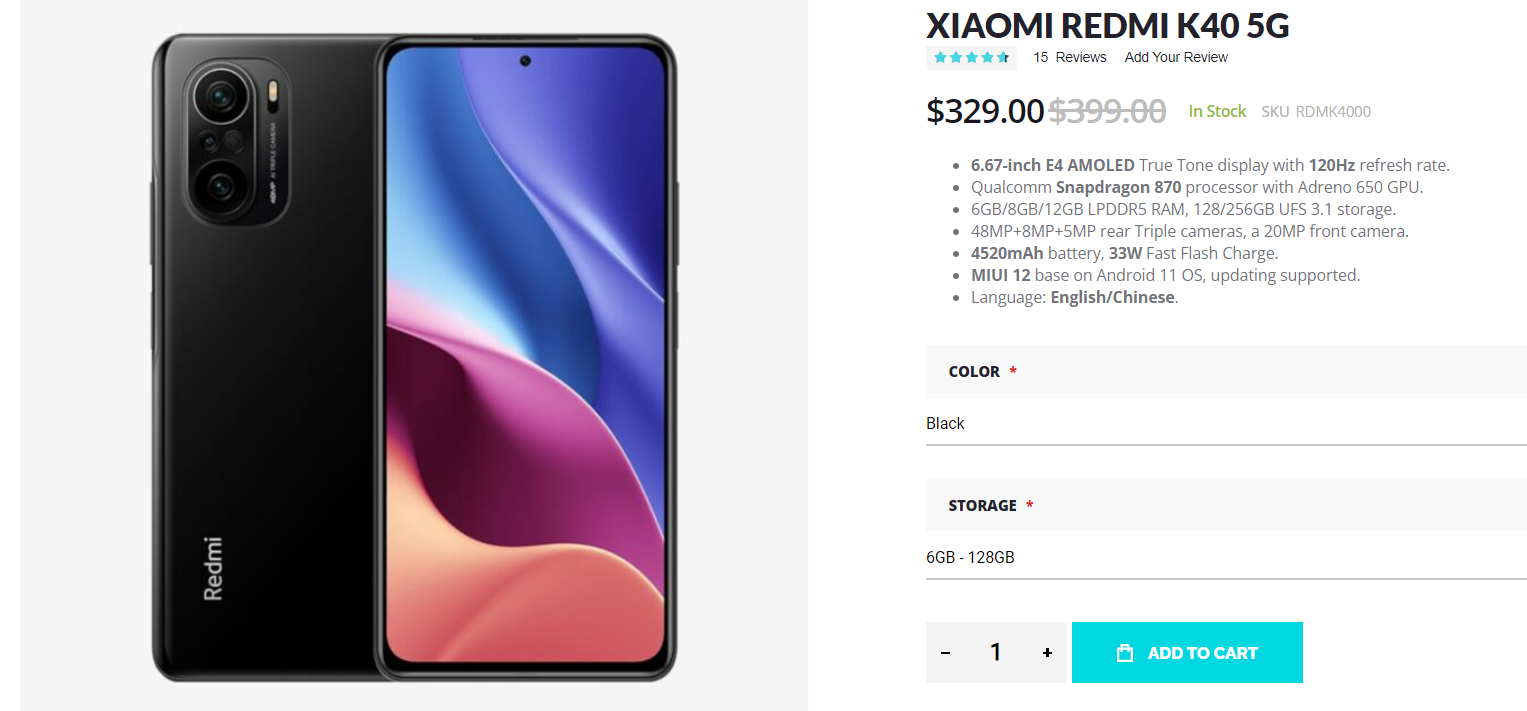 Deal: Get Xiaomi Redmi K40 5G for Discounted Price of $329 at Giztop - Gizmochina