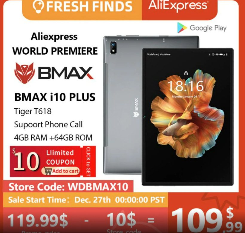 New Year Deal: BMAX i10 PLUS Tablet is available for $109 (Coupon) : Retail Price $199 - Gizmochina