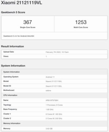 Redmi 10 2022 appears on Geekbench revealing key specs - Gizmochina