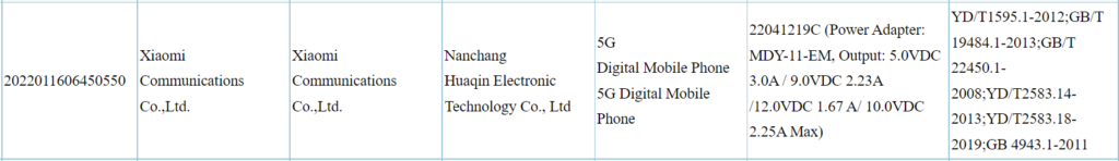Upcoming Redmi 22041219C spotted at 3C certification - Gizmochina