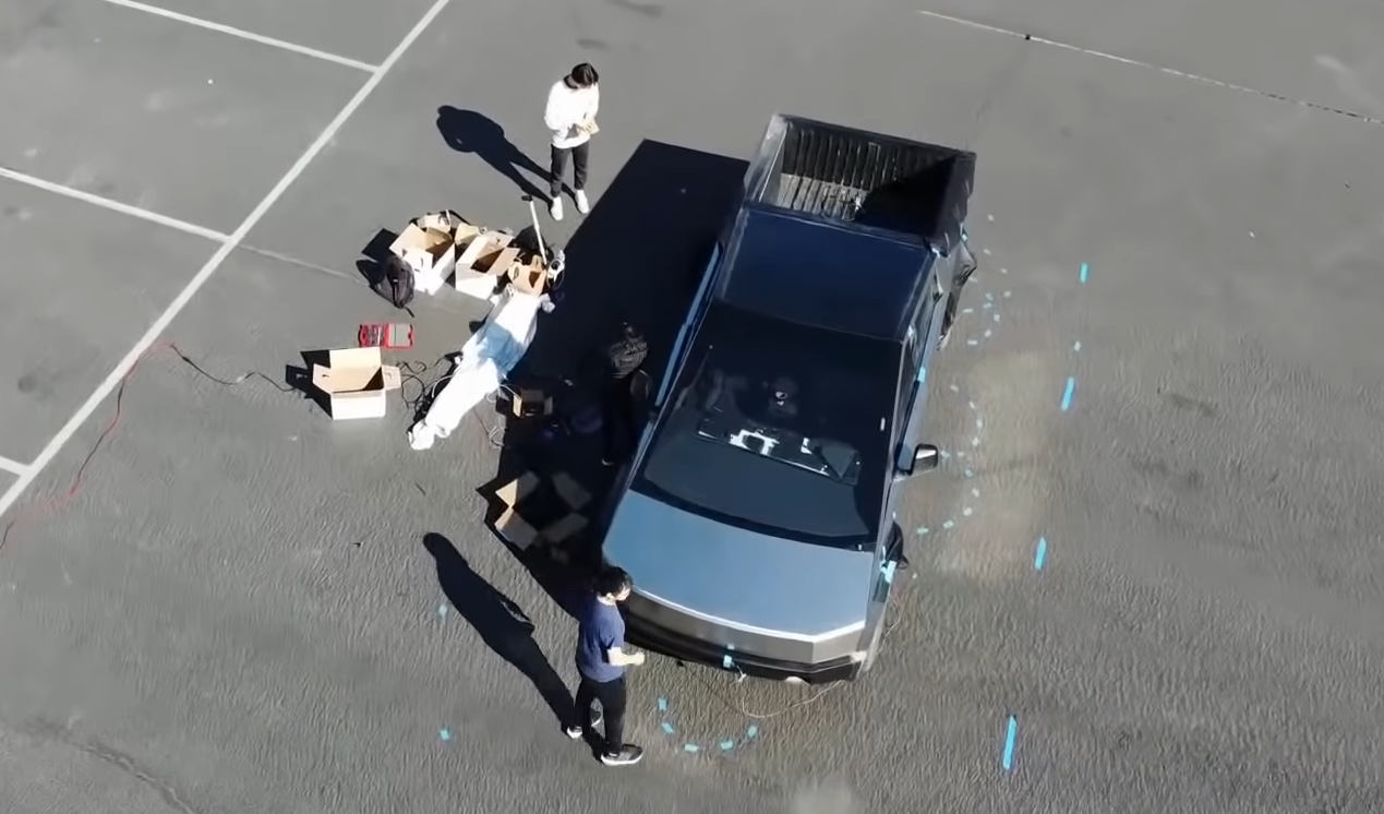 Tesla Cybertruck prototype spotted at the Fremont factory by a Drone ...