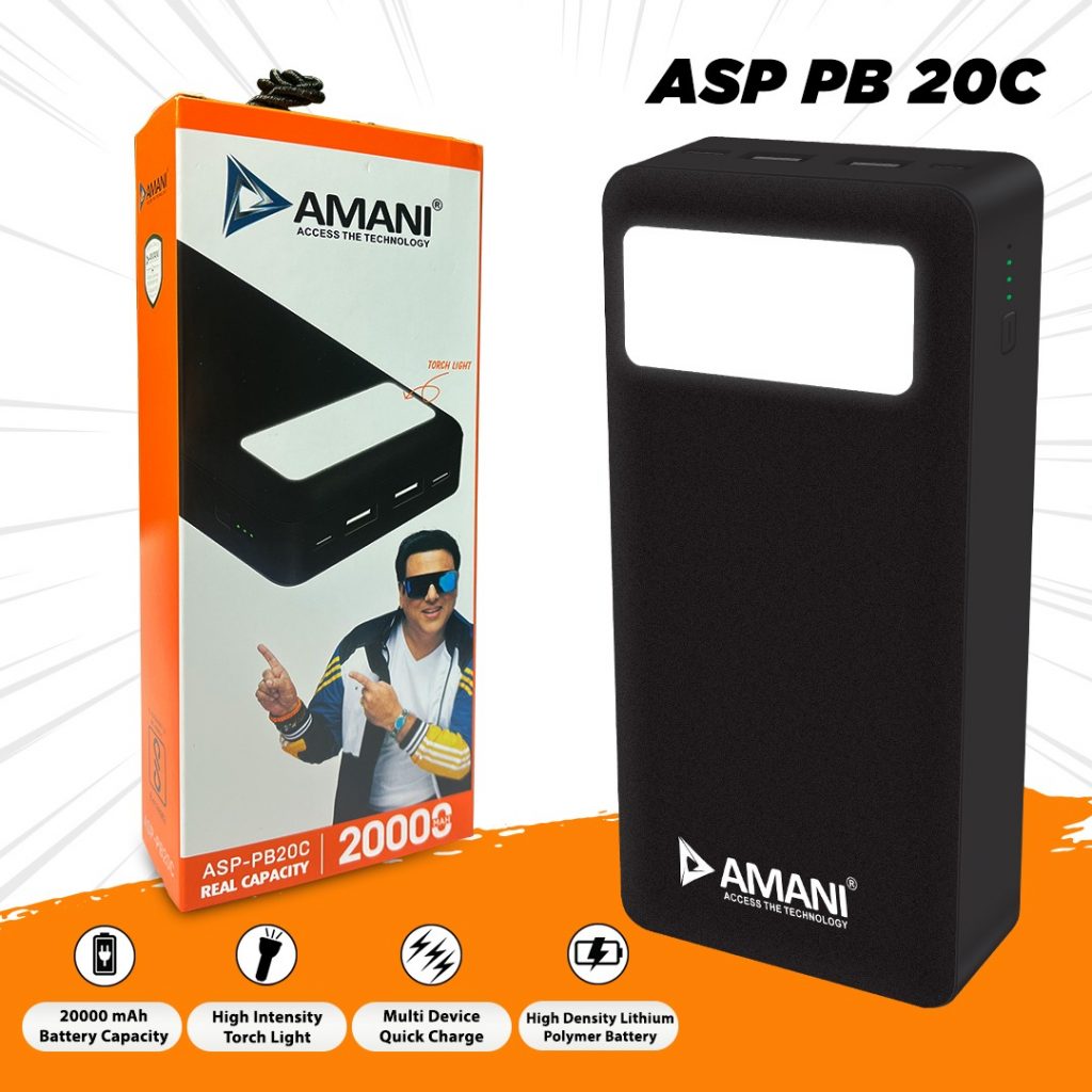 AMANI launches a 20,000mAh portable Power Bank with built-in torchlight ...