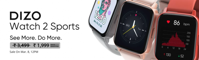 Dizo Watch 2 Sports launched with a 1.69-inch display, 110+ sports modes, and Smart controls ...