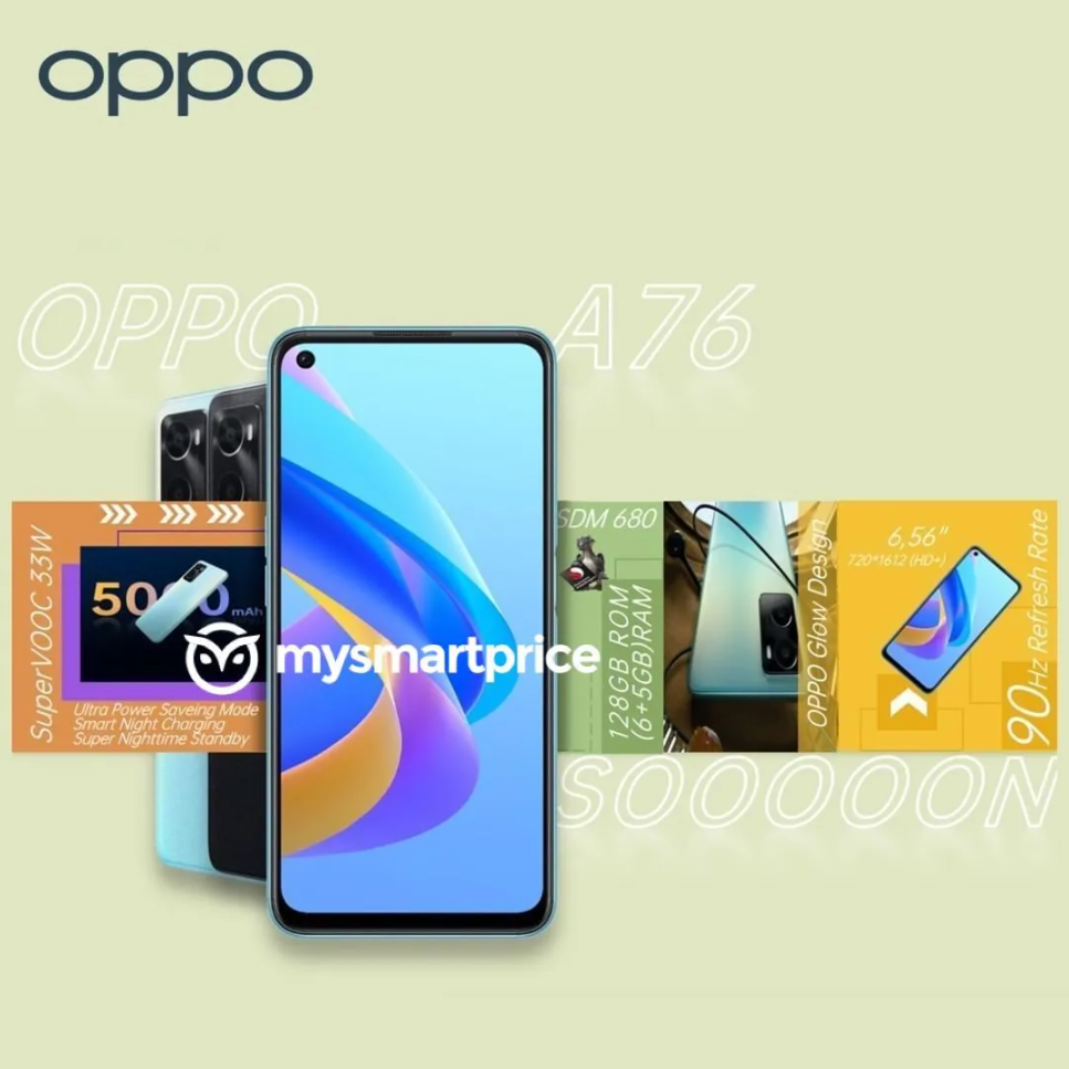 OPPO A96 4G, A76 4G posters leak revealing specs & design for India ...