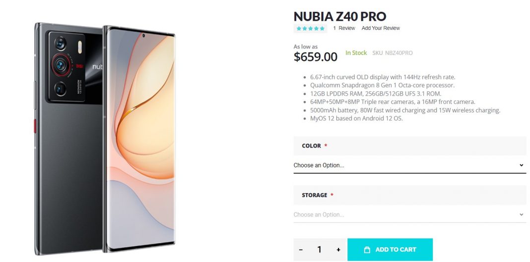 Nubia Z40 Pro is now available for $659 at Giztop - Gizmochina