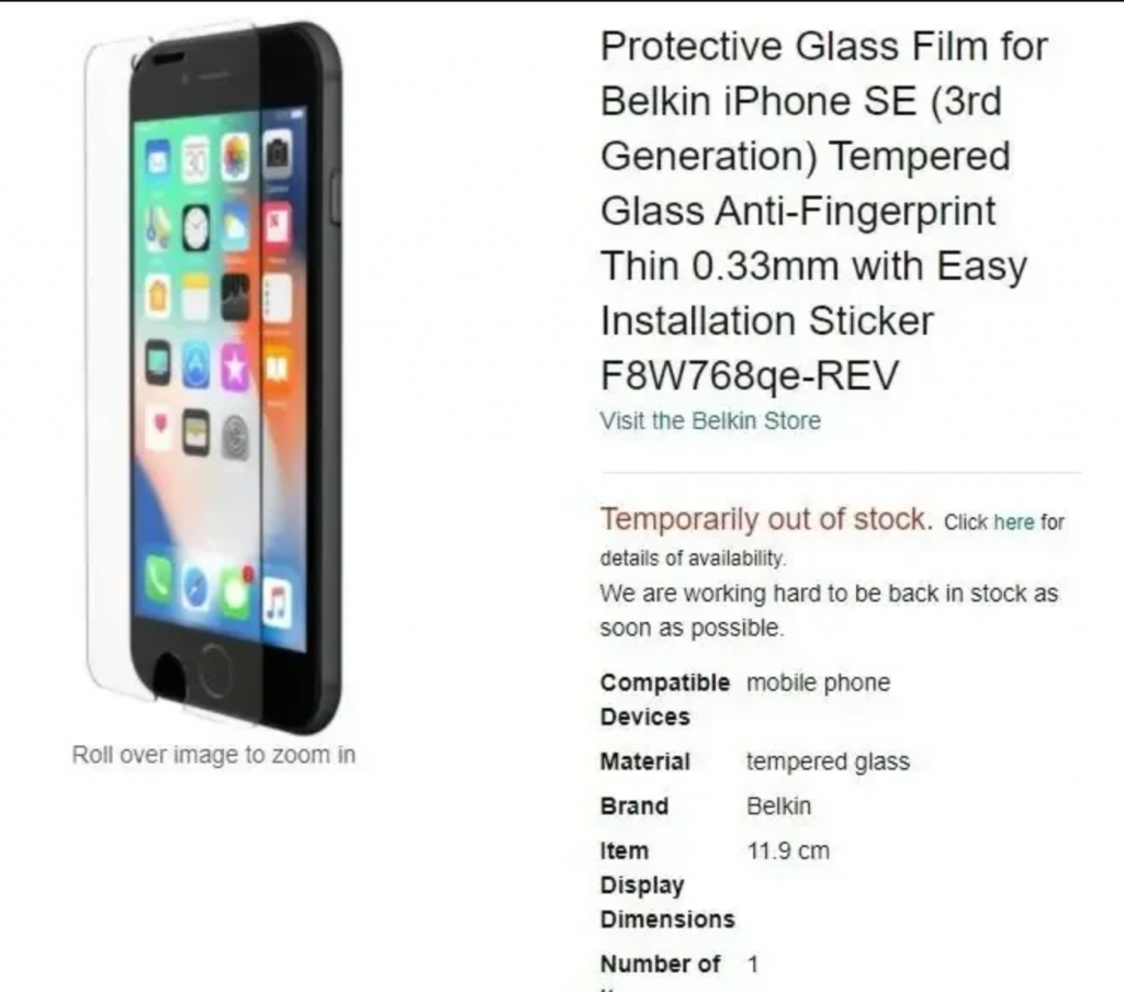 iPhone SE 3 screen protector listed on Amazon, likely launching March ...