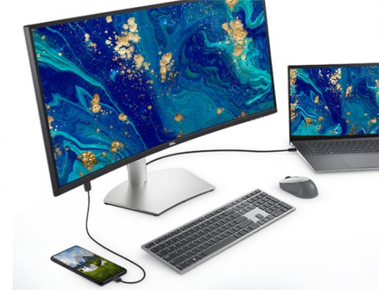 Dell S3423DWC curved screen monitor with a 34'' 100Hz fish screen ...