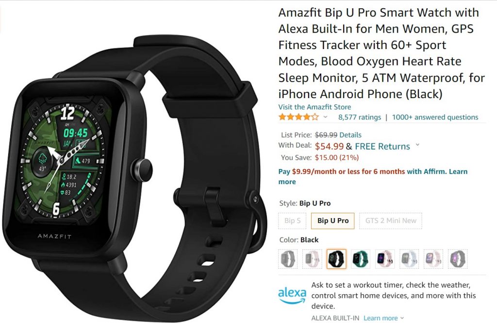 Get Amazfit BIP U Pro Smartwatch for $55 on Amazon US (Retail Price $70 ...