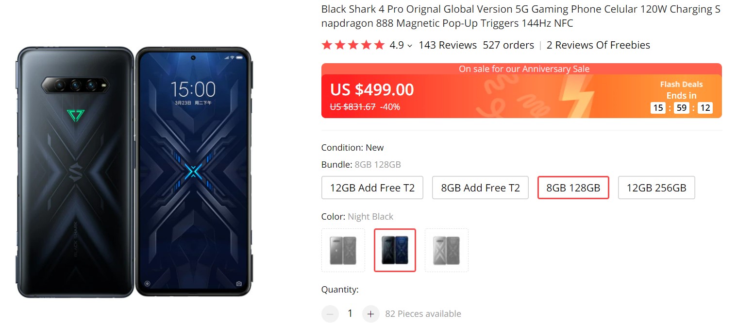 Get Black Shark 4 Pro Gaming Phone for $499 (Retail Price $579 ...