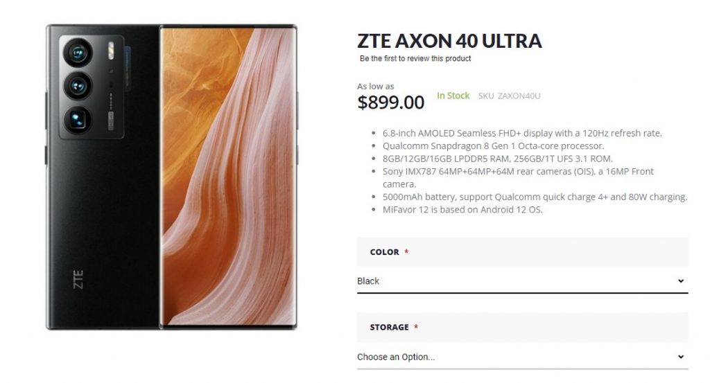 ZTE Axon 40 Ultra Flagship Phone is now available at Giztop for $899 ...