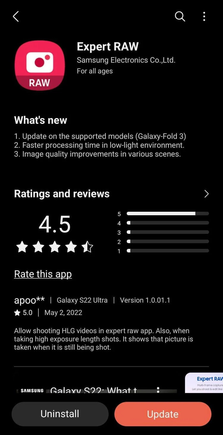 Samsung has rolled out the Expert RAW Camera app to the Galaxy Z Fold 3 - Gizmochina