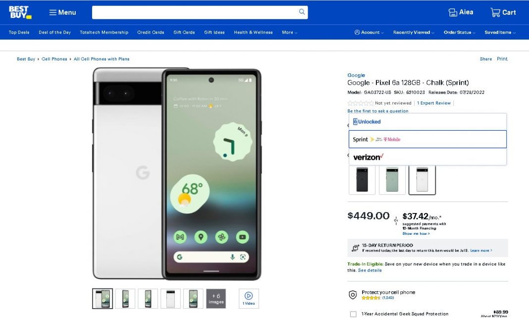 Google Pixel 6a spotted on Best Buy ahead of first sale on July 28th ...