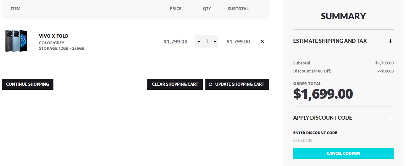 Get $100 OFF on VIVO X Fold Smartphone at Giztop (Coupon) - Gizmochina