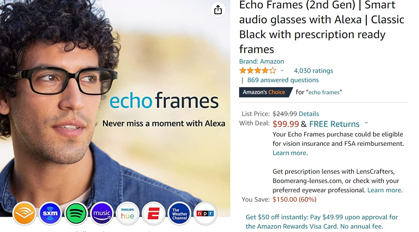 Deal: Get Echo Frames 2nd Gen with Alexa for $99.99 (Retail Price $250 ...