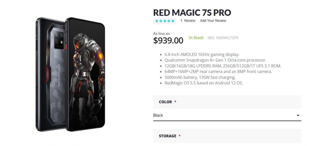 Get Red Magic 7S Pro Flagship Gaming Phone for as low as $939 on Giztop ...