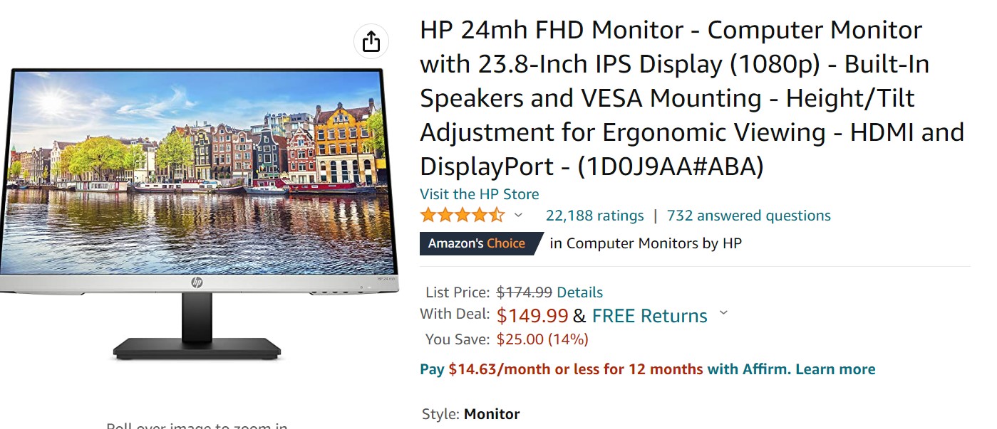 Get HP 24mh FHD Monitor for $149.99 (Retail Price $175) - Gizmochina