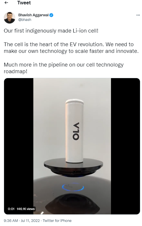 Ola Electric developing indigenous Li-ion cell for its EVs - Gizmochina