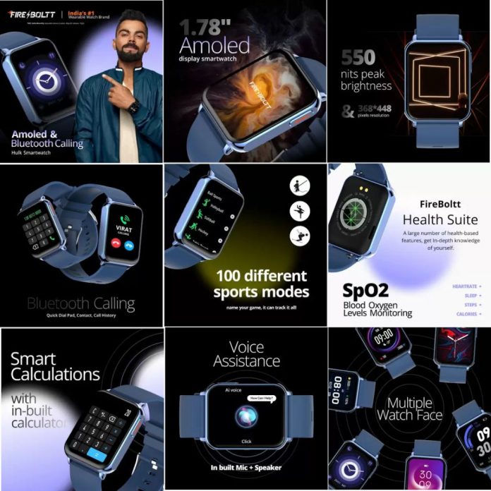 Fire-Boltt Hulk smartwatch 1.78″ AMOLED display, BT calling launched in ...