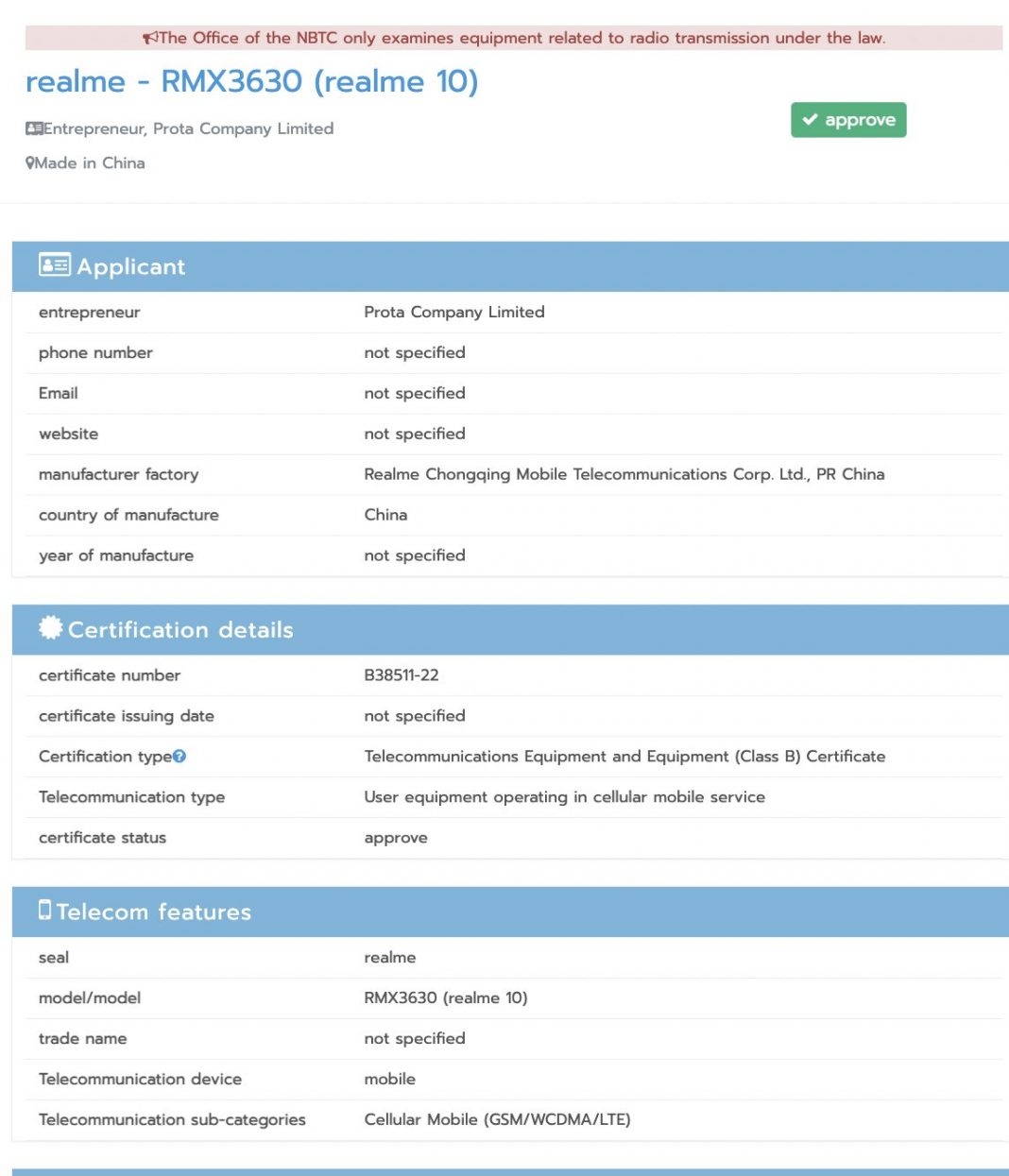 Realme 10 spotted on NBTC, BIS, EEC, and Indonesia Telecom database ...
