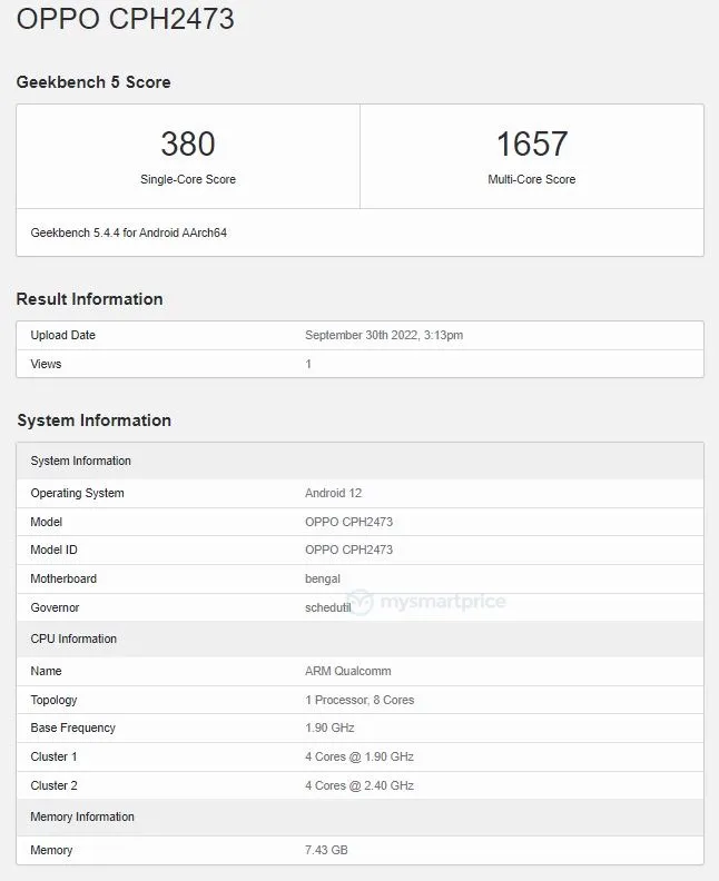 Oppo A77 Visto En Geekbench Con Snapdragon 680 Soc 8 Gb De Ram