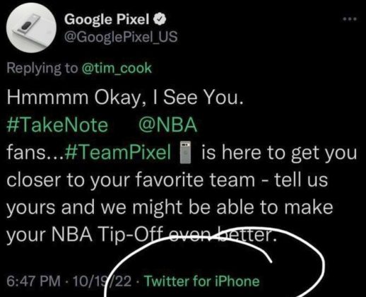 Google Pixel Twitter handle hypes the Pixel phone under a Tim Cook post ...