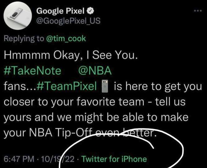 Google Pixel Twitter handle hypes the Pixel phone under a Tim Cook post ...