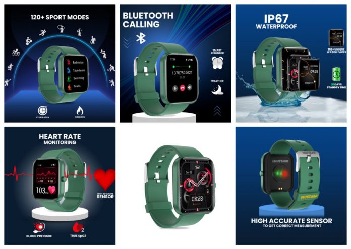 Mustard Rock and Mustard Tempo smartwatches launched in India - Gizmochina