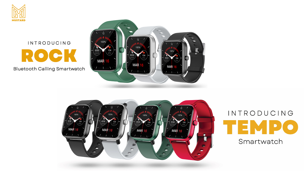 Mustard Rock and Mustard Tempo smartwatches launched in India - Gizmochina