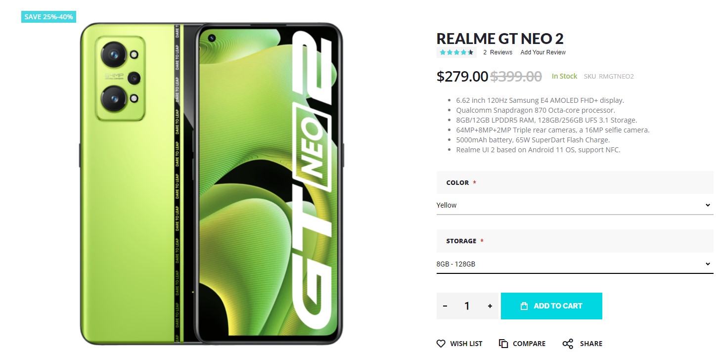 Deal: Get Realme GT Neo 2 5G Smartphone for $279 (Retail Price $400 ...