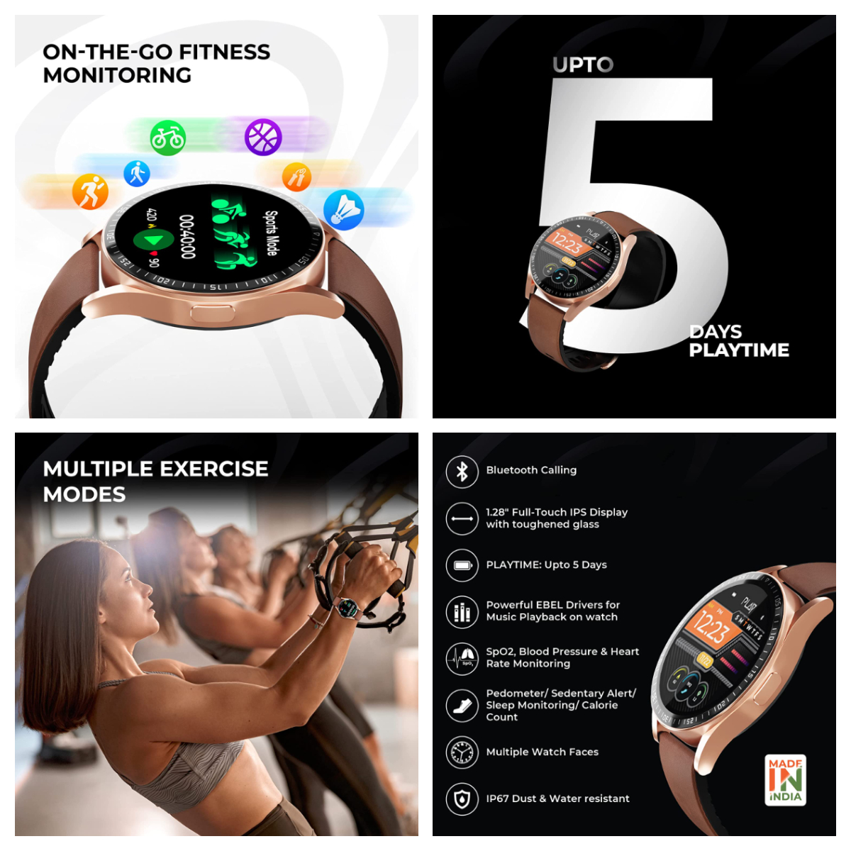 PLAYFIT SLIM2C with Bluetooth Calling, Health and Fitness Monitoring ...
