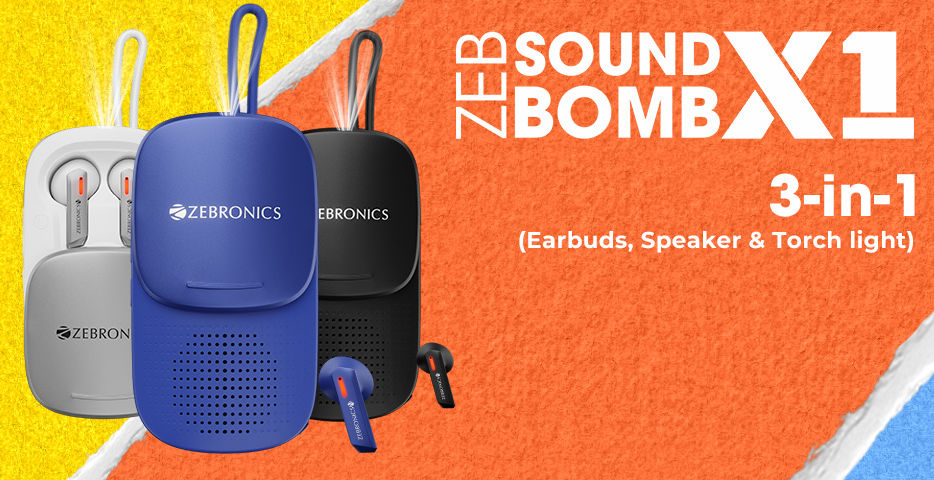 Zebronics Zeb-sound Bomb X1 3-In-1 Audio Device With Tws Earphone ...