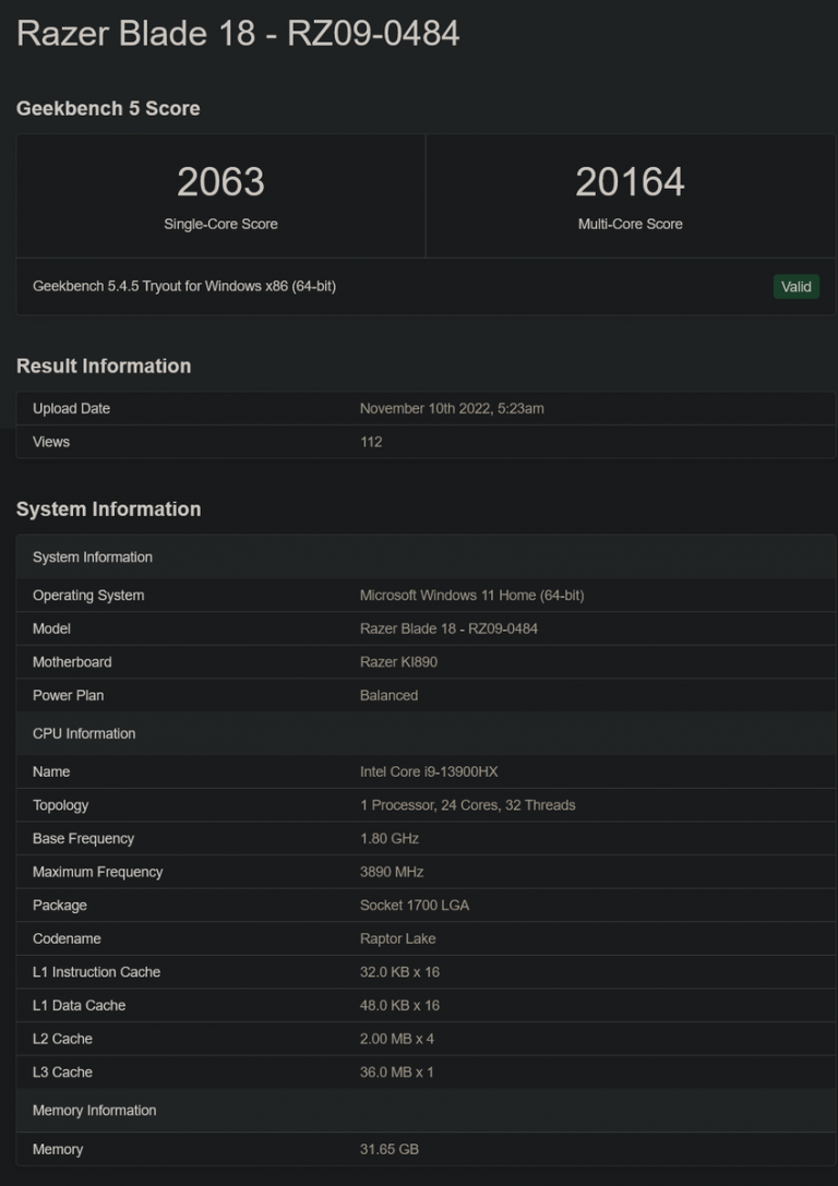Upcoming Razer Blade 18 With Intel’s I9-13900HX Appears on Geekbench ...
