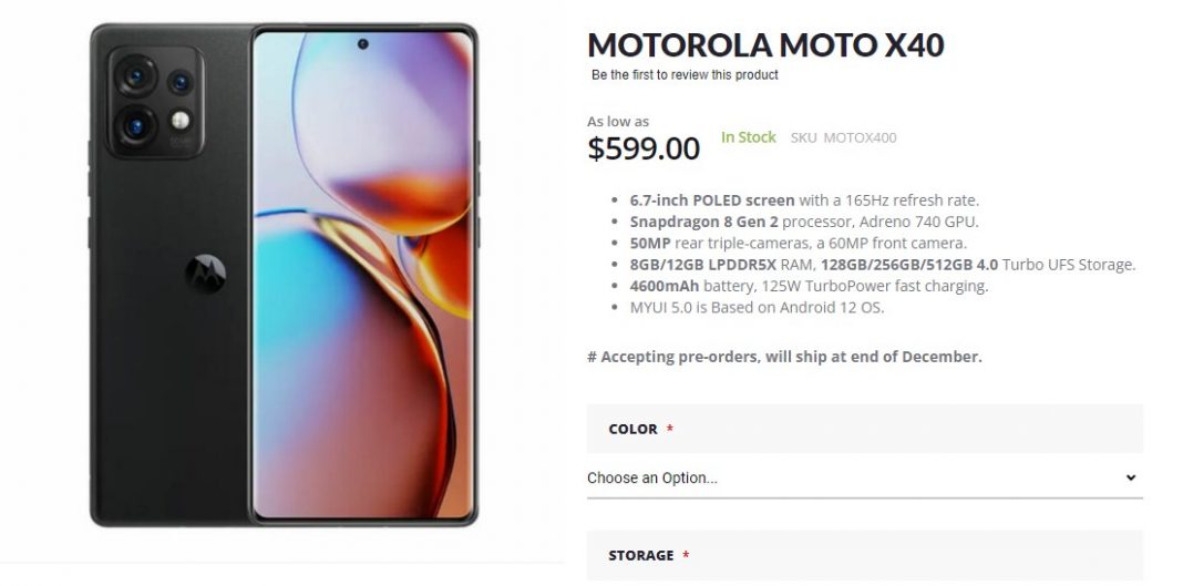 You can now Pre-order Motorola Moto X40 for $599 at Giztop - Gizmochina