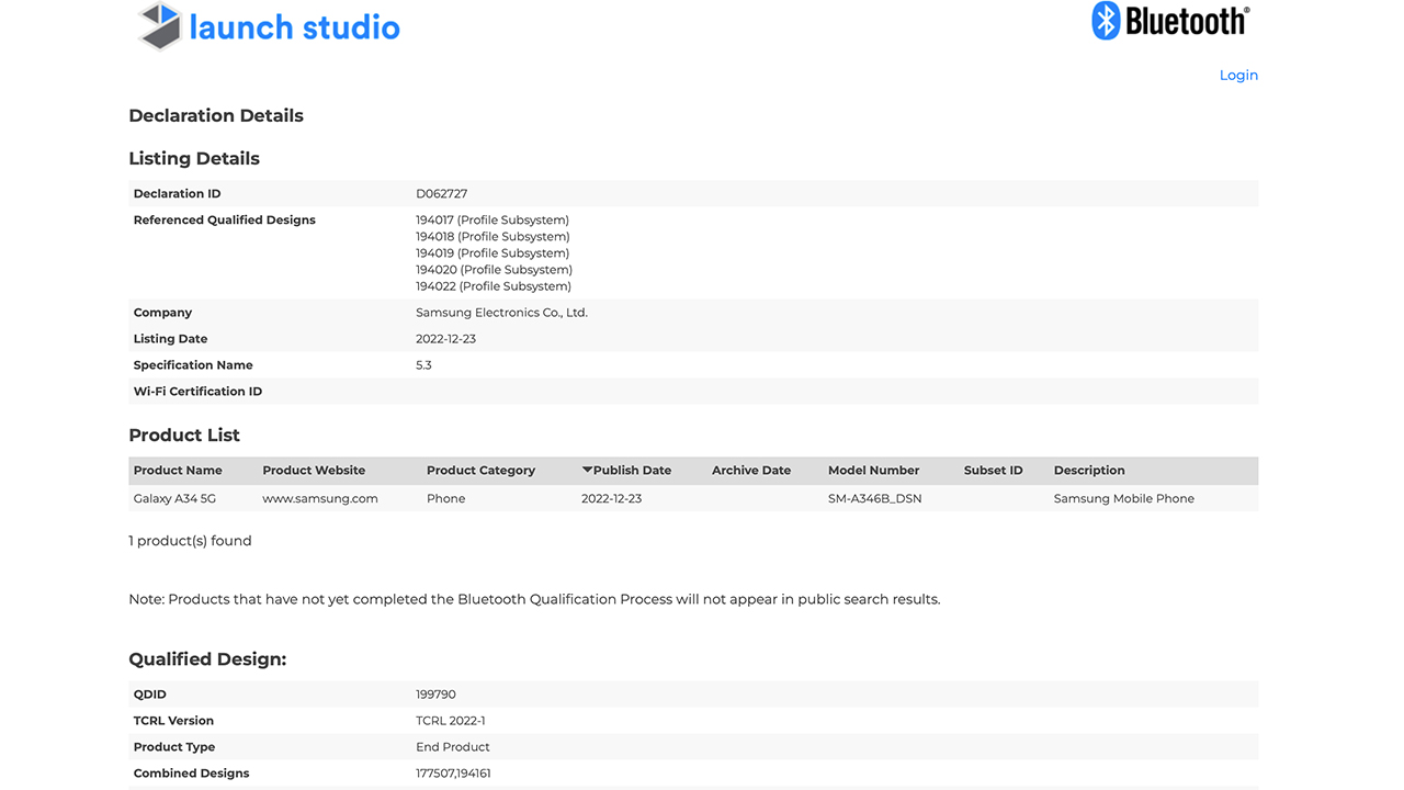 Samsung Galaxy A34 5G Stops By Bluetooth SIG website - Gizmochina