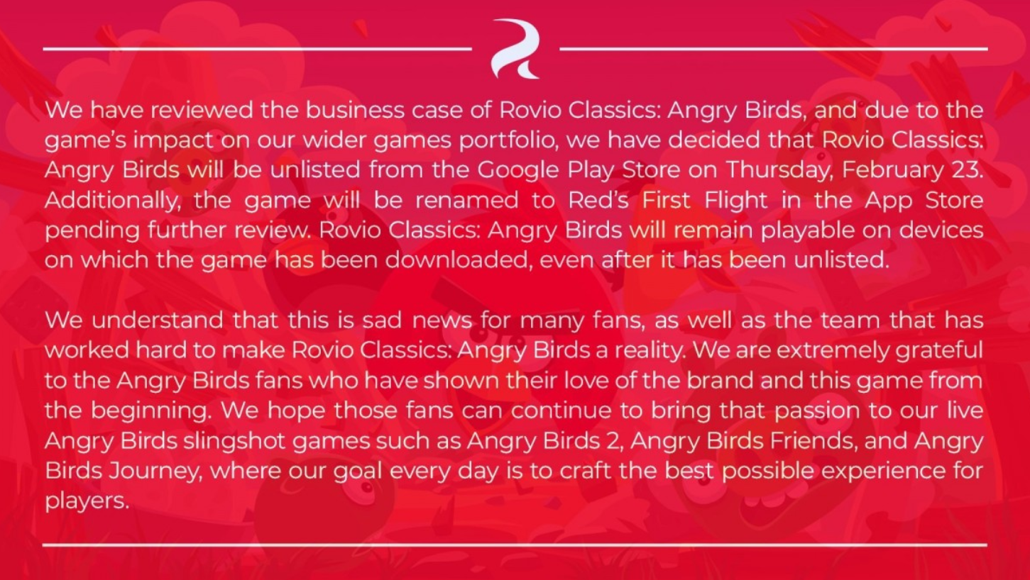 Original Angry Birds Will Be Delisted from Play Store on Feb 23 - Gizmochina