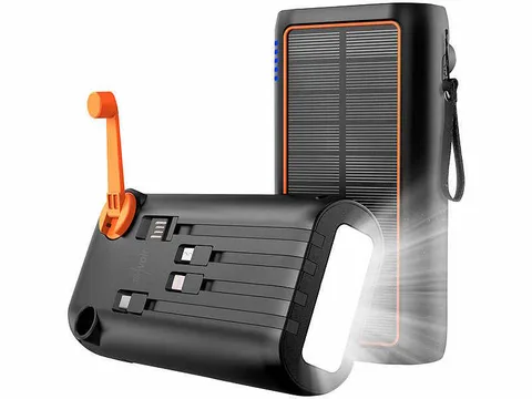 Revolt PB-200.k 30,000mAh Power Bank With Solar Panel & Manual Crank ...