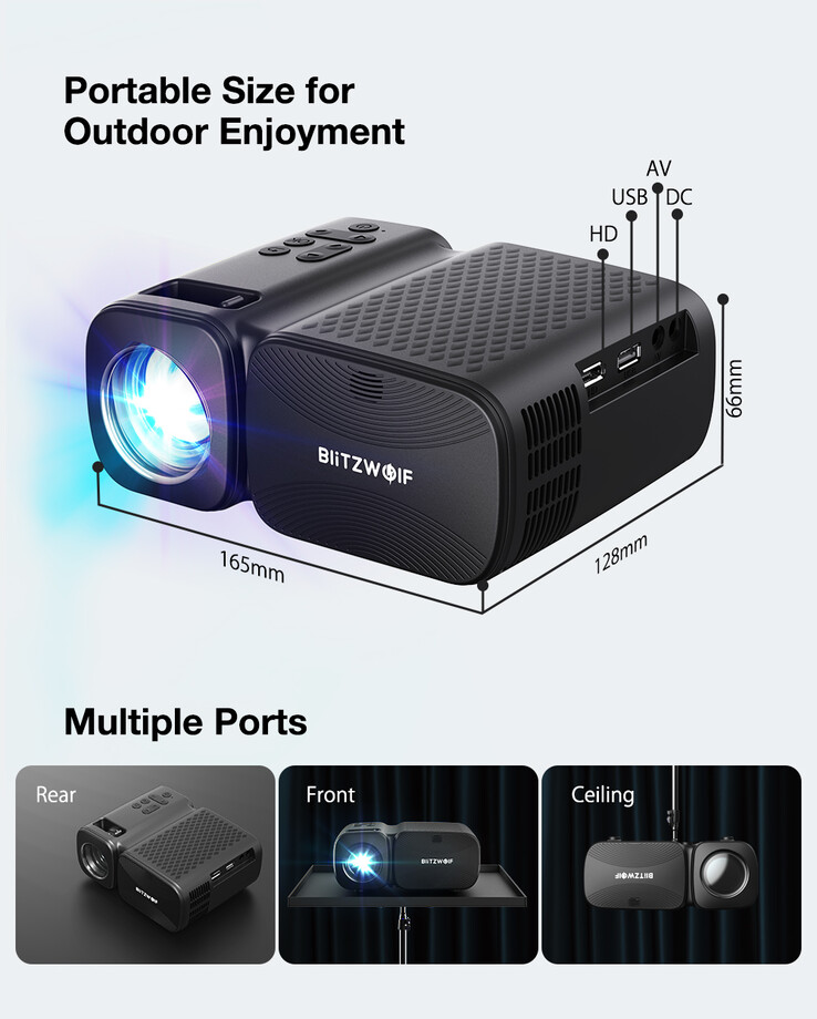 BlitzWolf BW-V3 Mini LED Projector with 40,000-hour light source ...