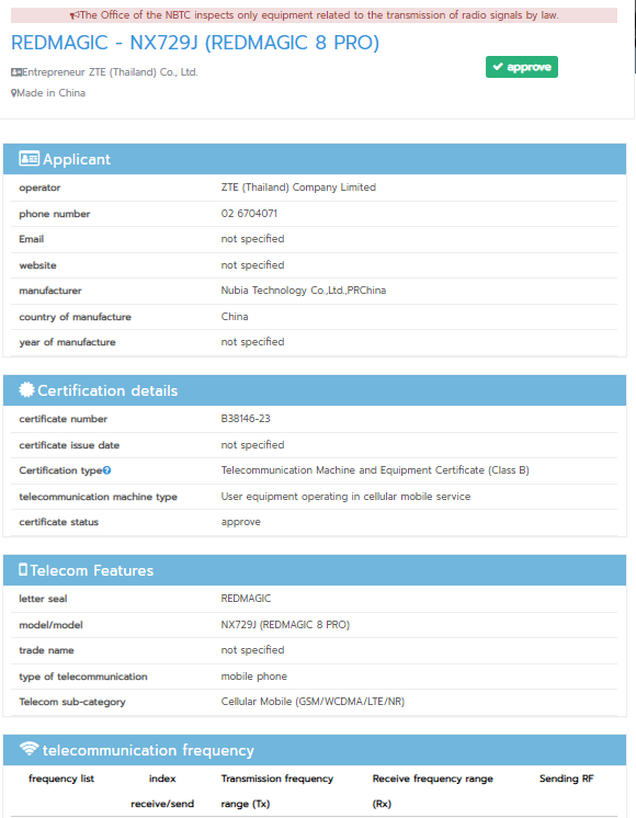 Red Magic 8 Pro spotted on NBTC certification, could launch soon in ...