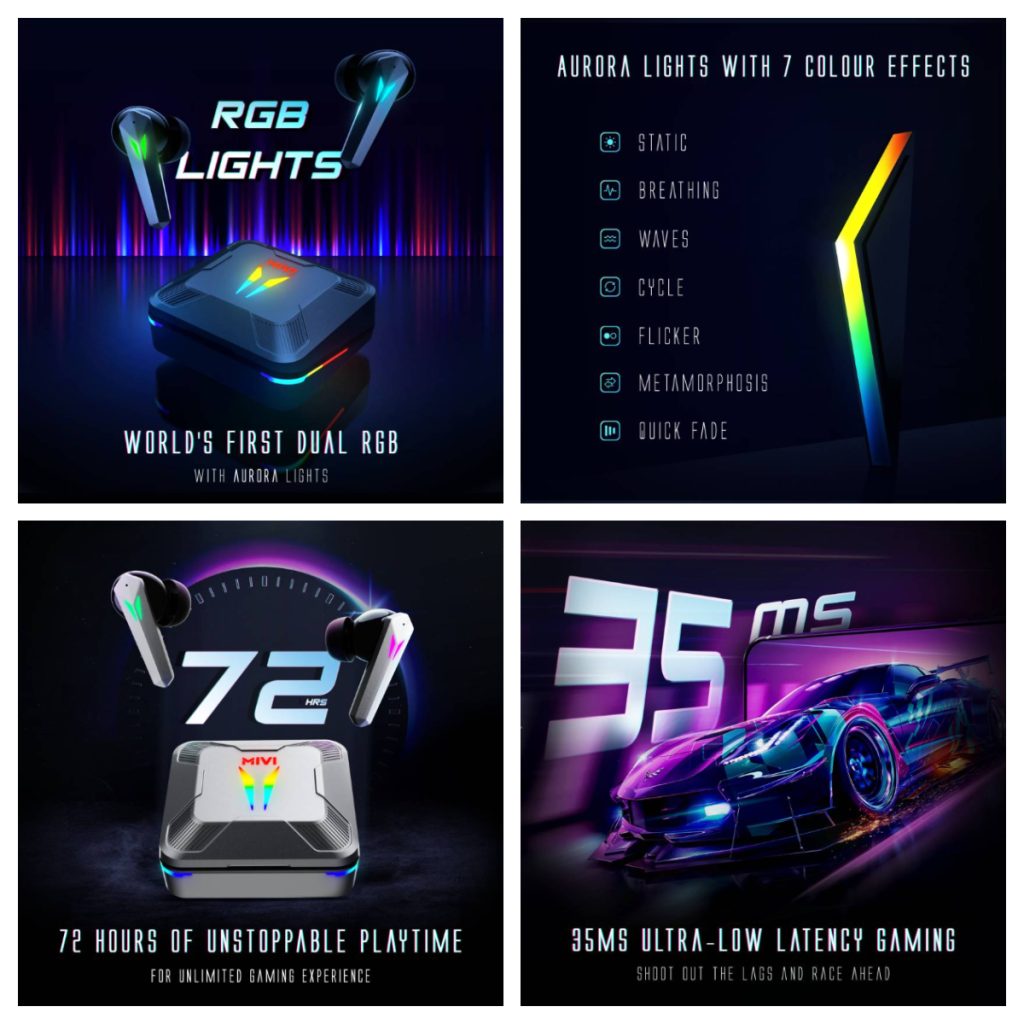 Mivi Commando X9 earbuds with Dual RGB design & up to 72h playback ...