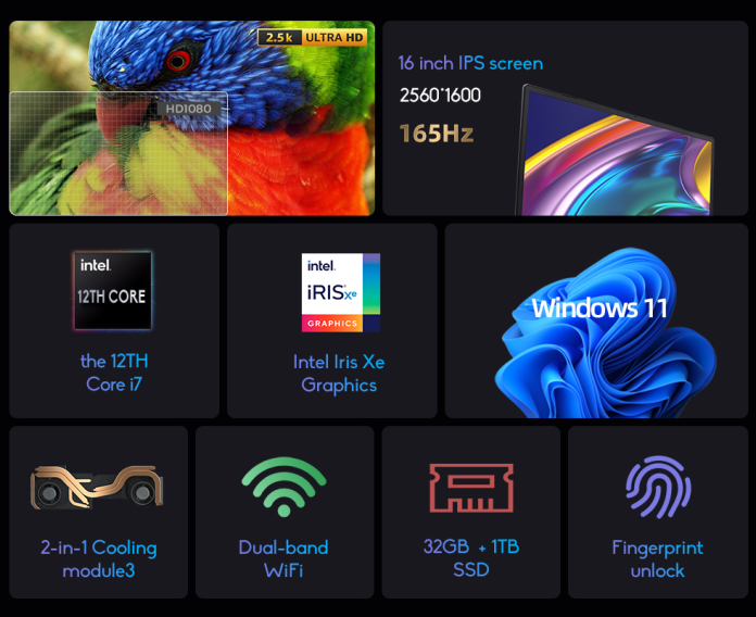 Ninkear N16 Pro - a powerful core with 12th Intel Core i7-1260P Up To 4 ...